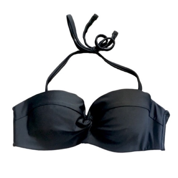 Swim | Black Twist Bandeau Halter Convertible Bikini Top | Poshmark